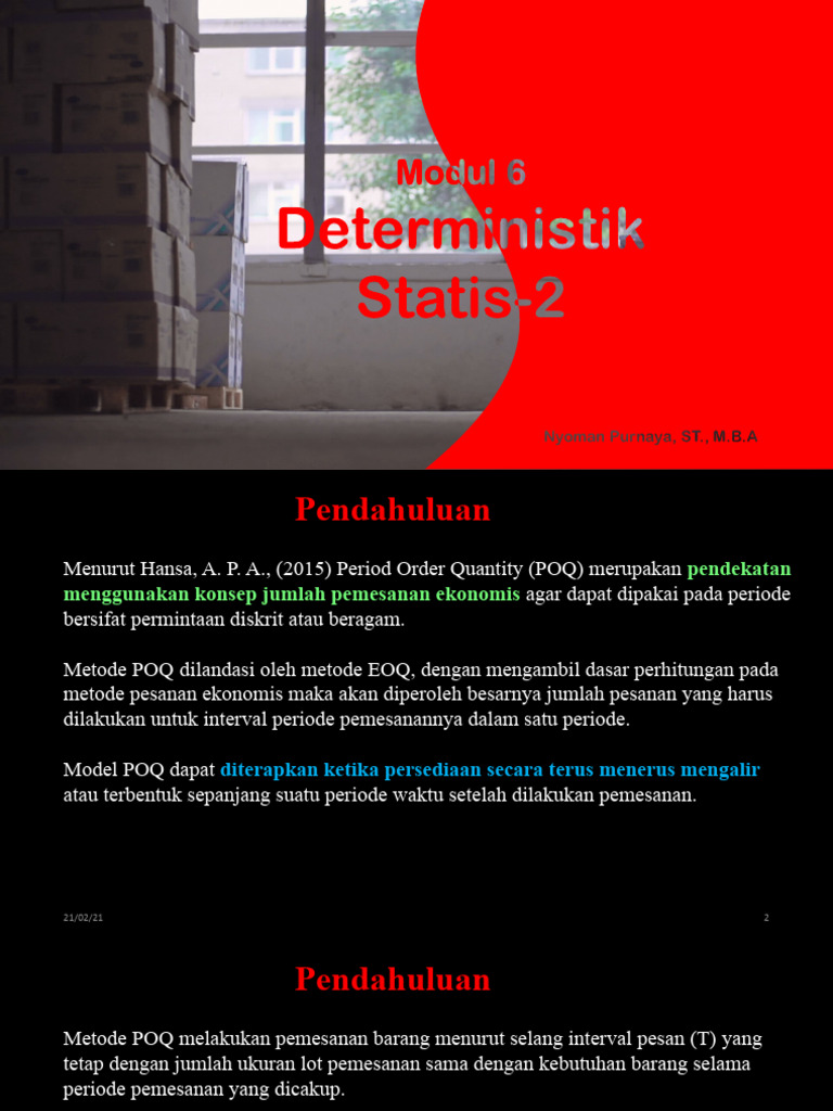 Sesi 6 Model Deterministik Statis | PDF