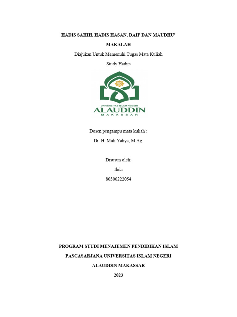 Hadis Sahih, Hasan, Daif Dan Maudhu' (Ihda) | PDF | Agama & Spiritualitas