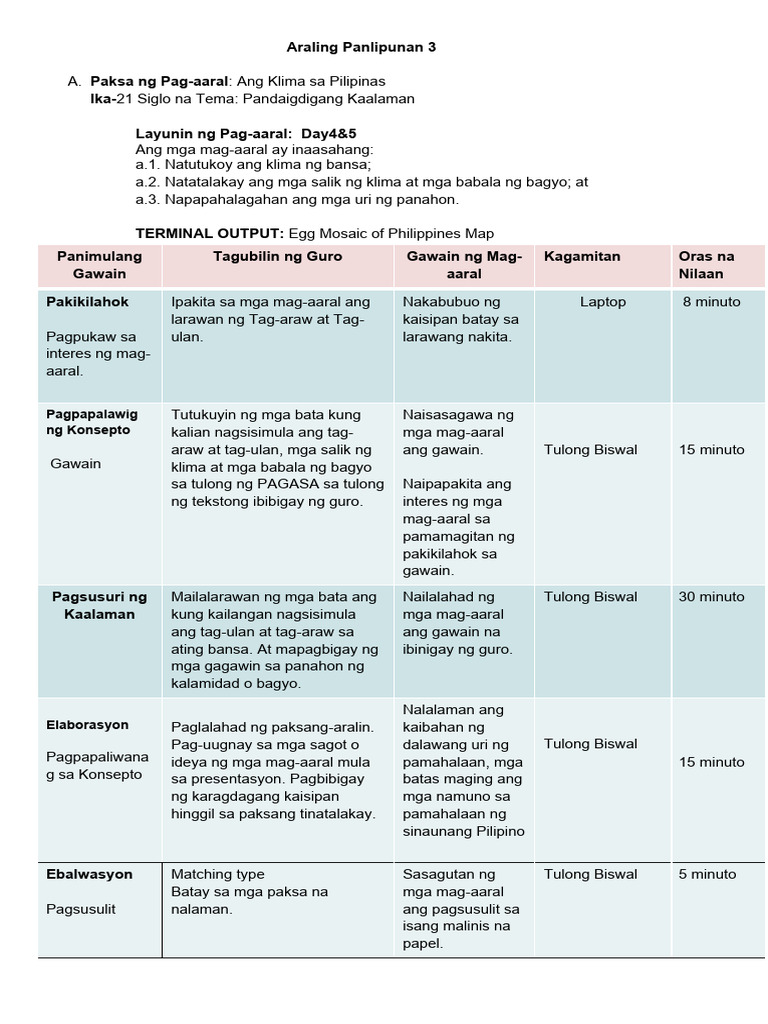 Grade 3 Q1 Day 1&2 Lesson | PDF