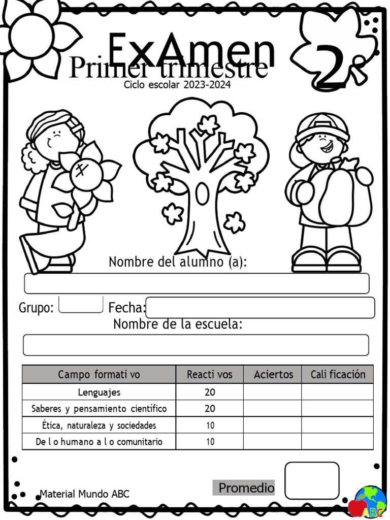Examen Primer Trimestre 2° Grado 2025 | PDF