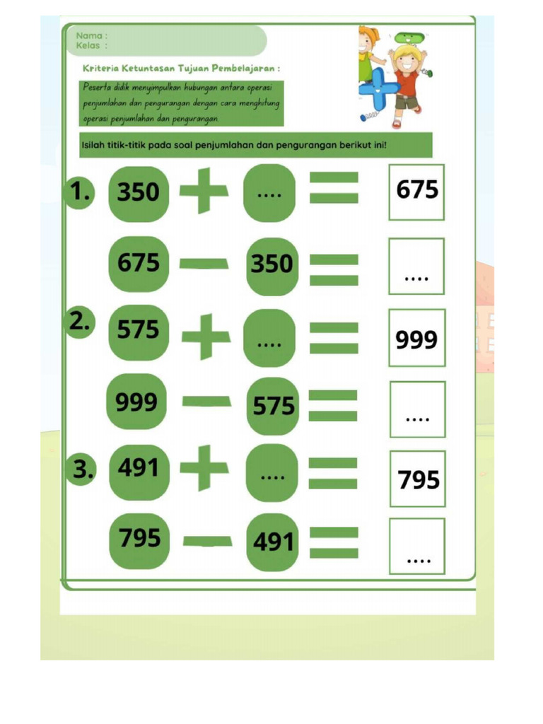 Hubungan Operasi Hitung Penjumlahan Dan Pengurangan | PDF