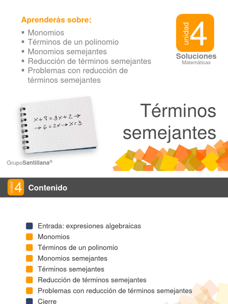 Términos Semejantes | PDF | Polinomio | Conceptos matemáticos
