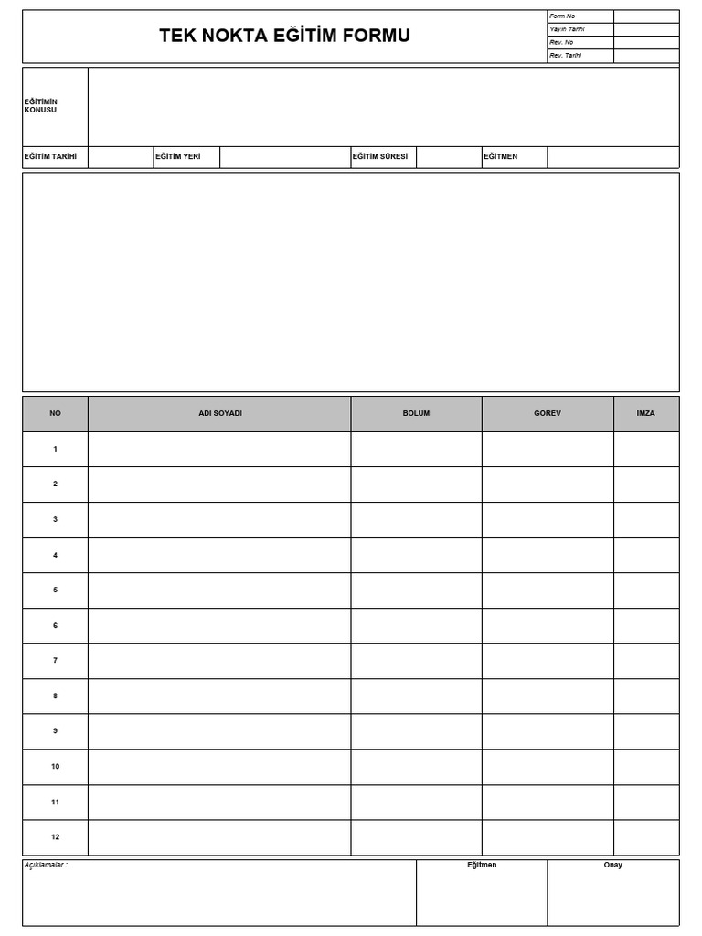 Tek Nokta Eği̇ti̇m Formu | PDF