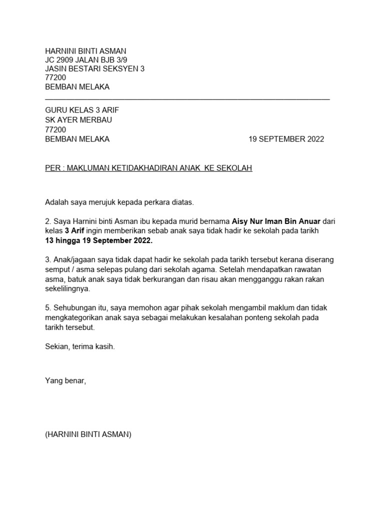 Contoh Surat Cuti Sakit | PDF | Gaya Hidup