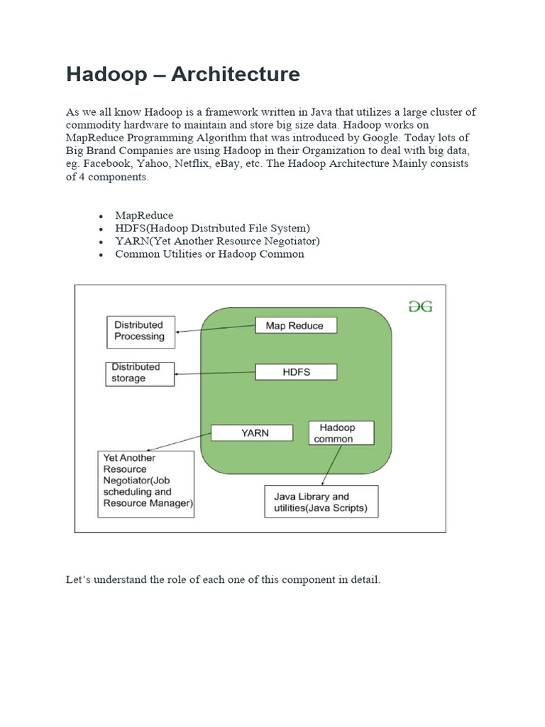 Hadoop Architecture | PDF | Apache Hadoop | Map Reduce Hadoop Architecture | PDF | Apache Hadoop | Map Reduce