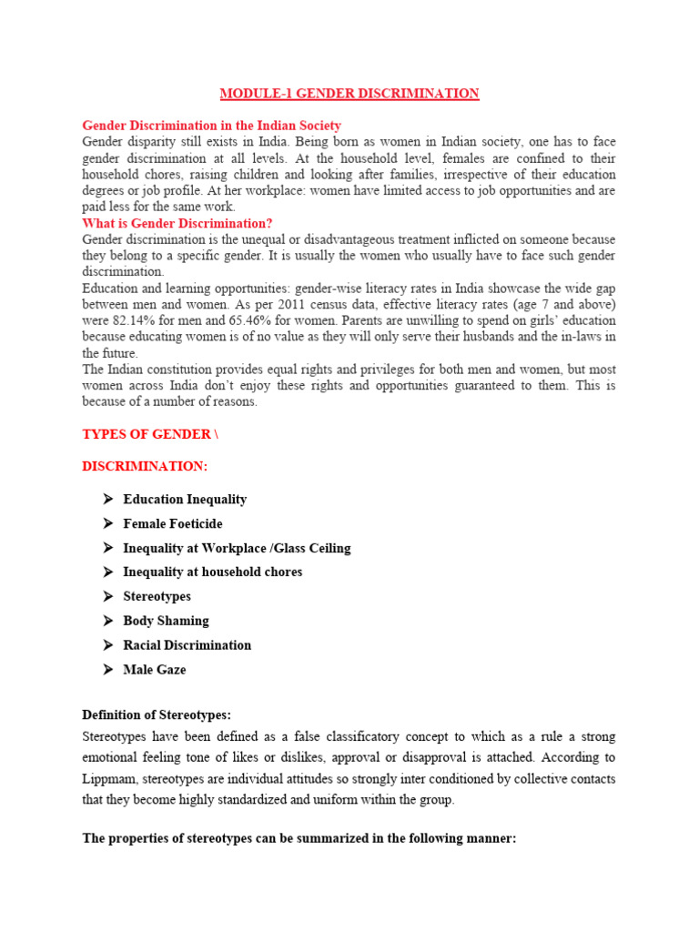Module-1 GD | PDF | Stereotypes | Discrimination