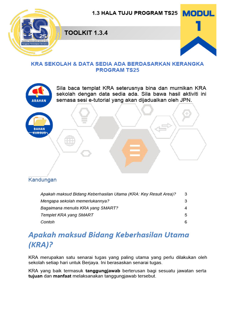 Toolkit 1.3.4 KRA SEKOLAH - DATA SEDIA ADA BERSANDARKAN KERANGKA PROGRAM TS25 | PDF