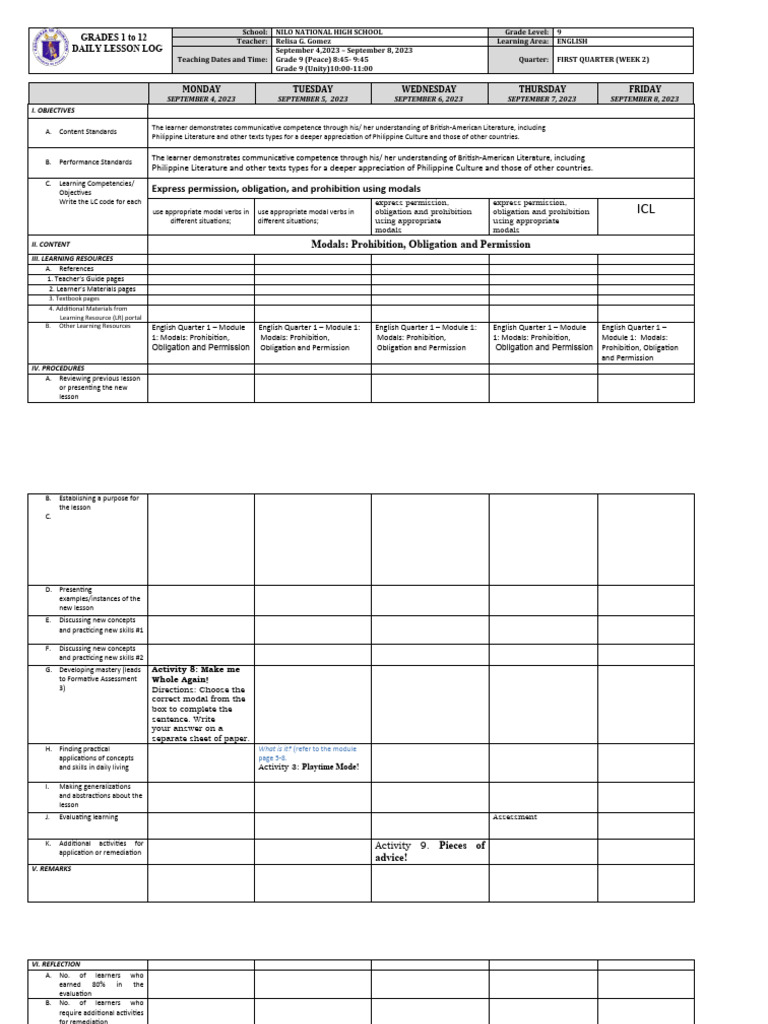Engl 9 Q1 2 | PDF | Learning | Human Communication