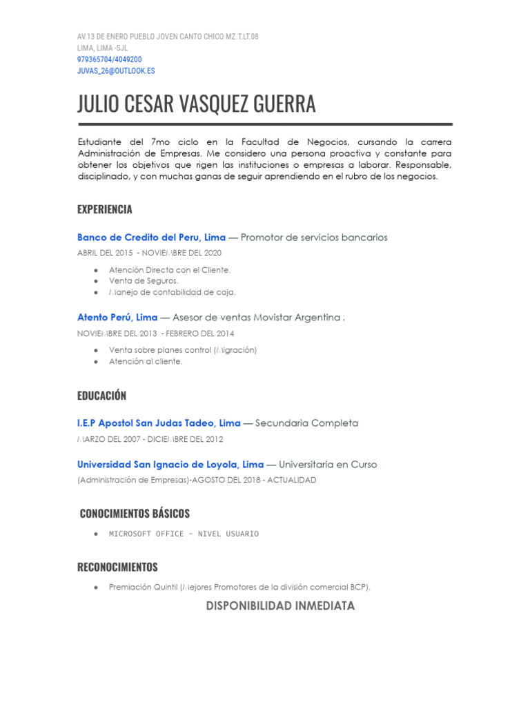 CV Julio Vasquez | PDF