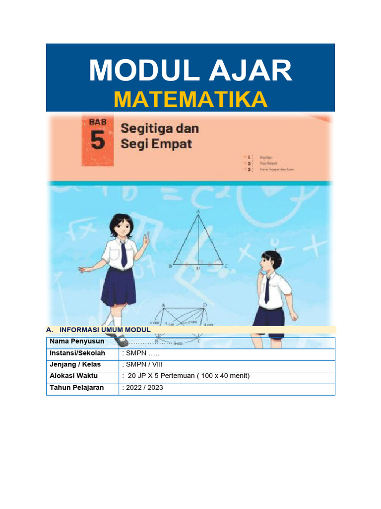 Modul Ajar Bab 5 Segi Tiga Dan Segi Empat | PDF