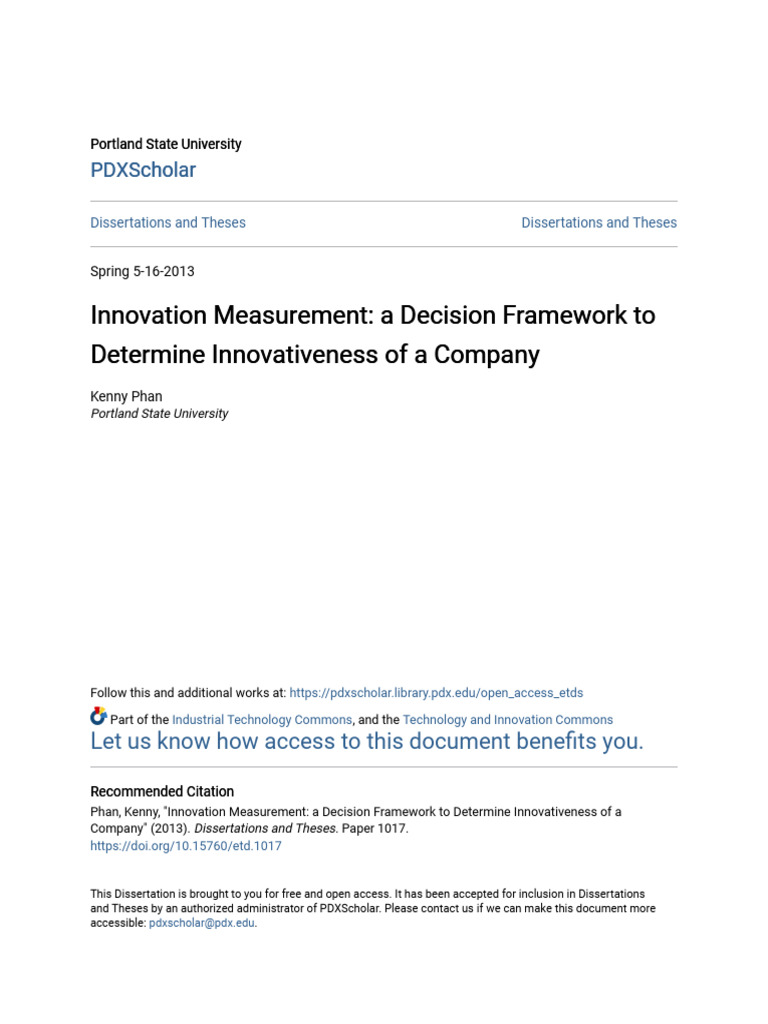 Innovation Measurement_ a Decision Framework to Determine Innovat | PDF