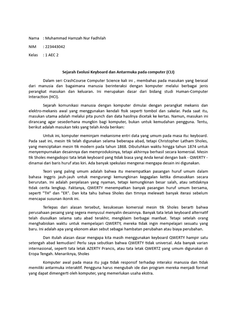 Muhammad Hamzah Nur Fadhilah - 223443042 - Resume Keyboard & Command ...