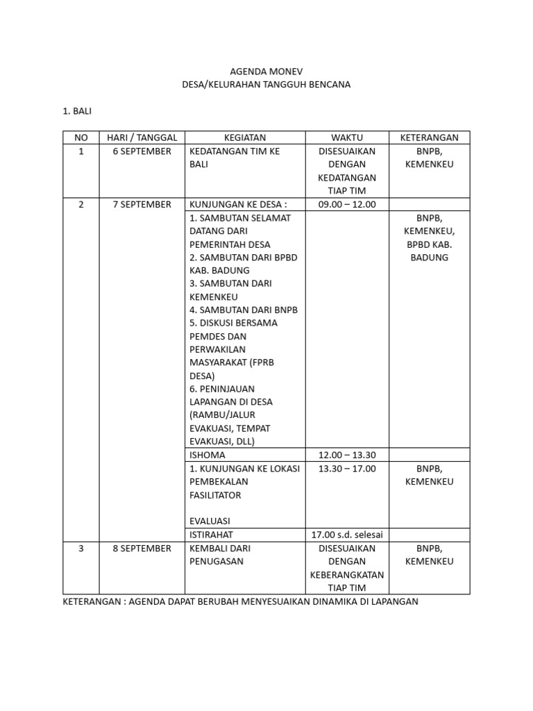 Agenda Tentatif Dja | PDF