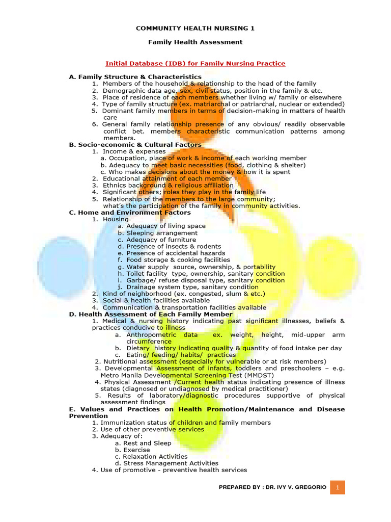 CHN 1 Assessment Tools 2021 | PDF | Family | Sanitation