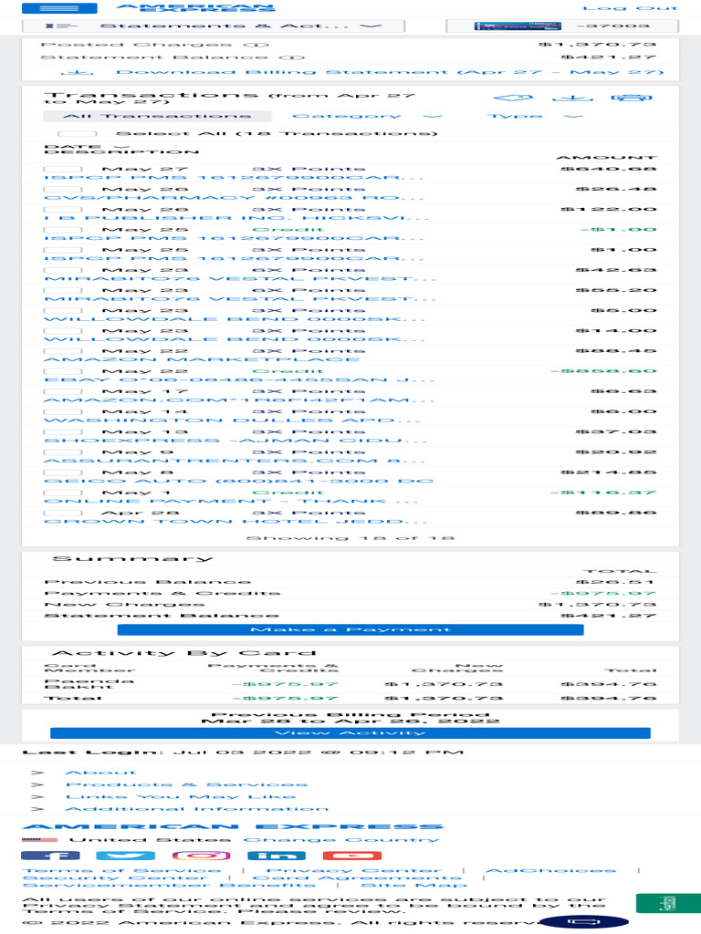 American Express - Account Activity | PDF | Payments | Banking Technology