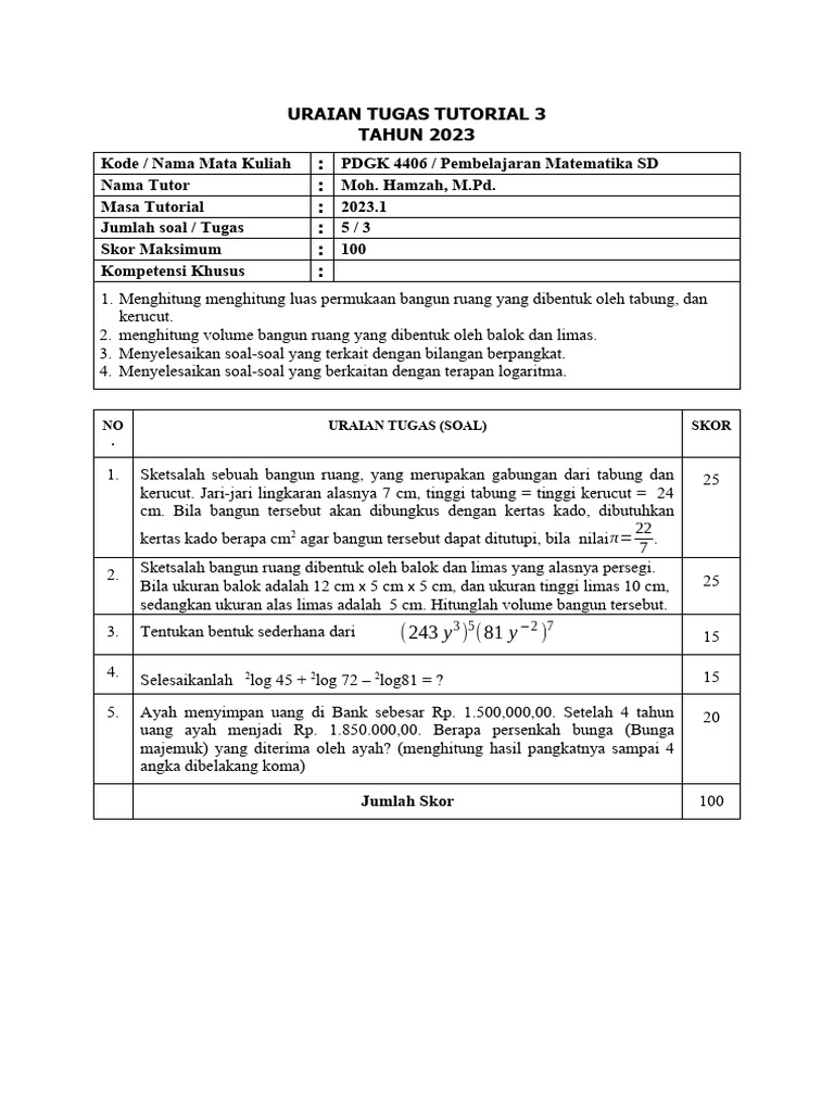Uraian Tugas Tutorial 3 | PDF