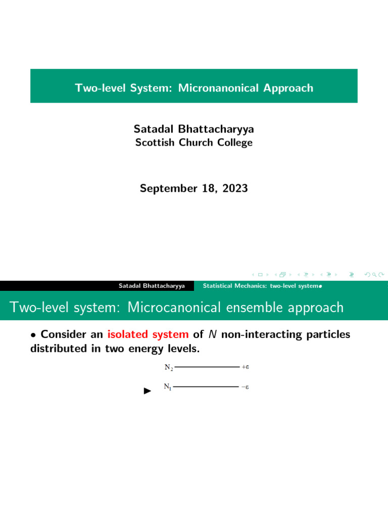 Statistical Description of Two Level Systems | PDF | Heat | Entropy
