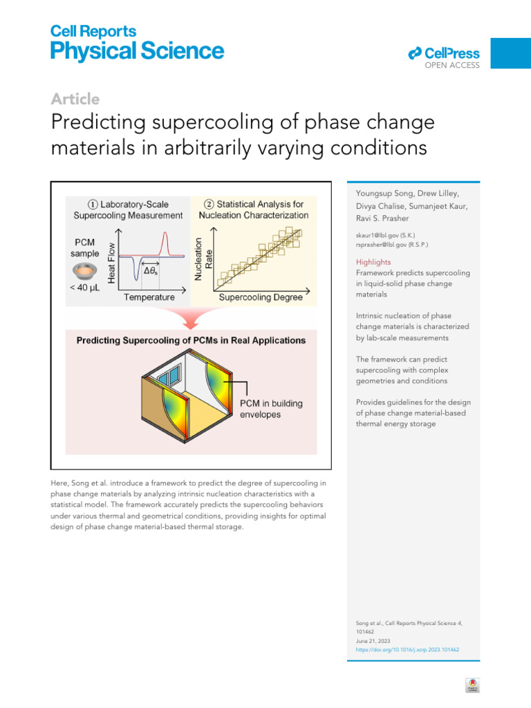 Predicting Supercooling of Phase Change Materials in Arbitrarily Varying Conditions | PDF | Heat ...