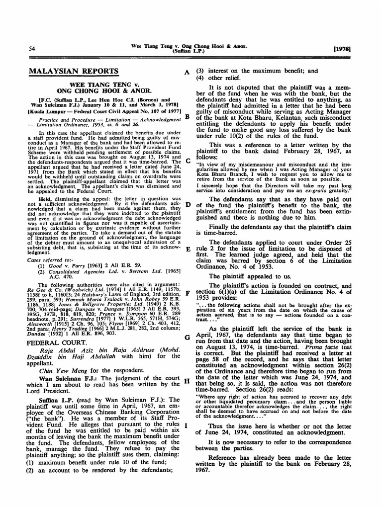 WEE TIANG TENG V ONG CHONG HOOI & ANOR | PDF