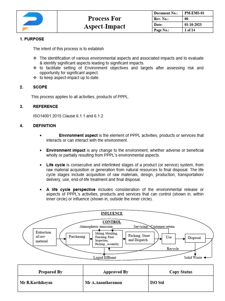 PM EMS 01 Aspect Impact | PDF | Life Cycle Assessment | Waste Management