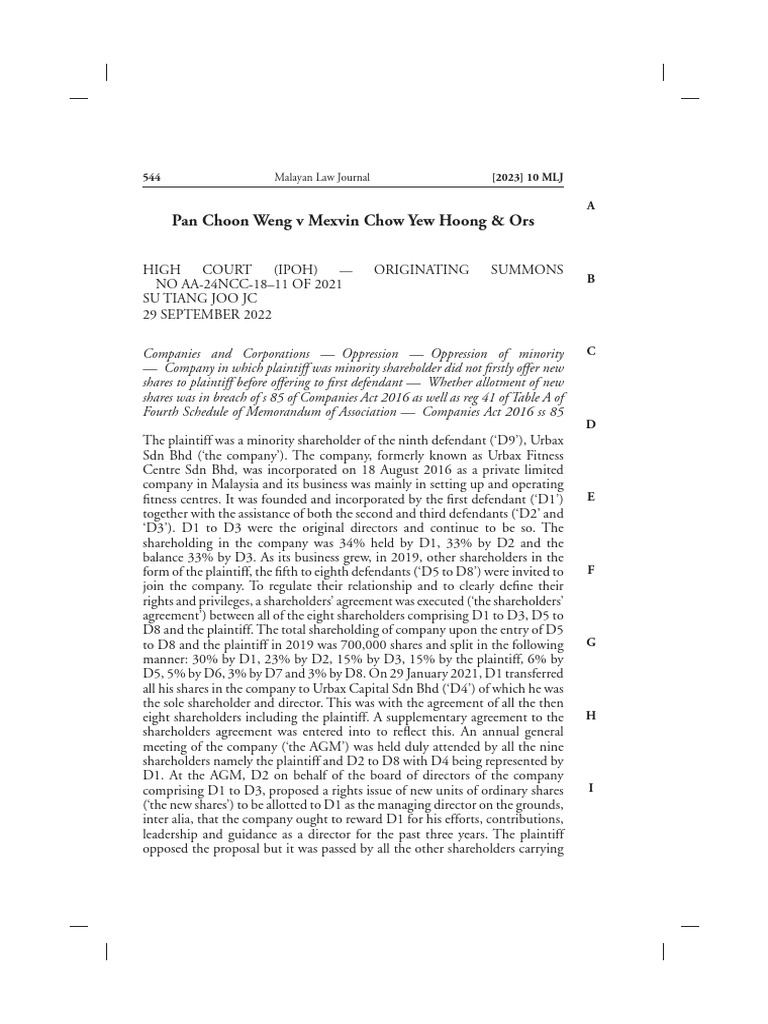 Pan Choon Weng V Mexvin Chow Yew Hoong & Ors | PDF | Legal Remedy | Lawsuit Pan Choon Weng V Mexvin Chow Yew Hoong & Ors | PDF | Legal Remedy | Lawsuit