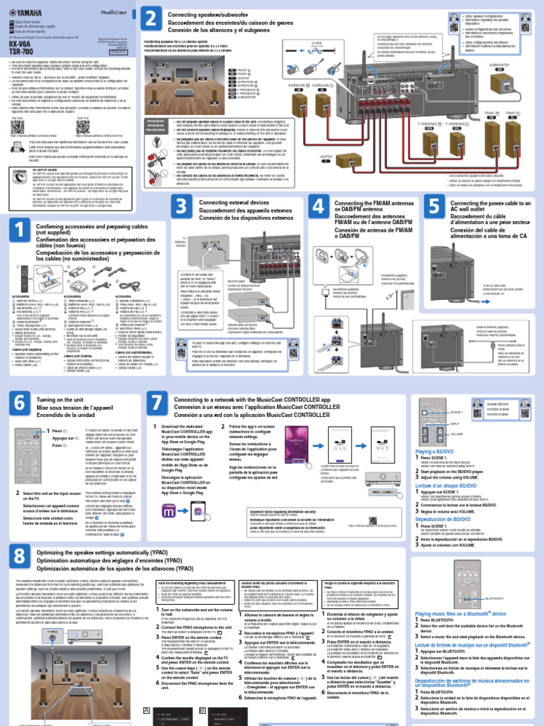 QS Guide - RX-V6A | PDF | Altoparlante | Ingenieria Eléctrica