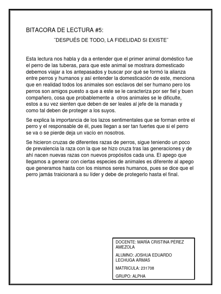 Bitacora de Lectura#5 | PDF