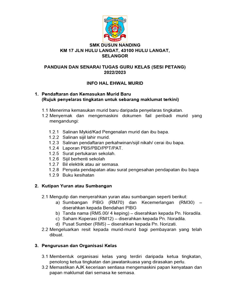 Panduan Guru Kelas - Hem 2022 | PDF