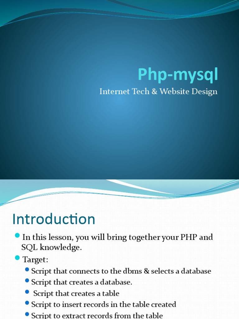 PHP Mysql | PDF | Databases | Php PHP Mysql | PDF | Databases | Php