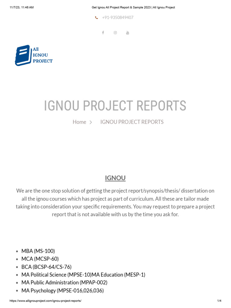 Ignou Project Report | PDF