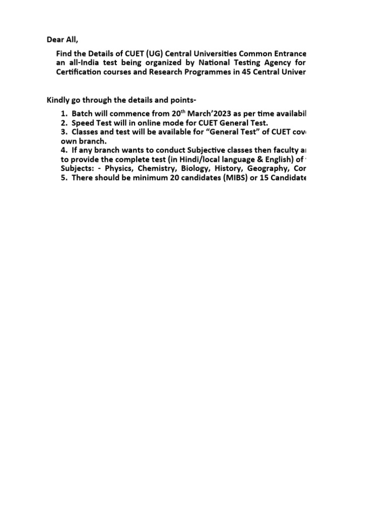 CUET (UG) Mepl-Lecture Plan | PDF | University And College Admission ...