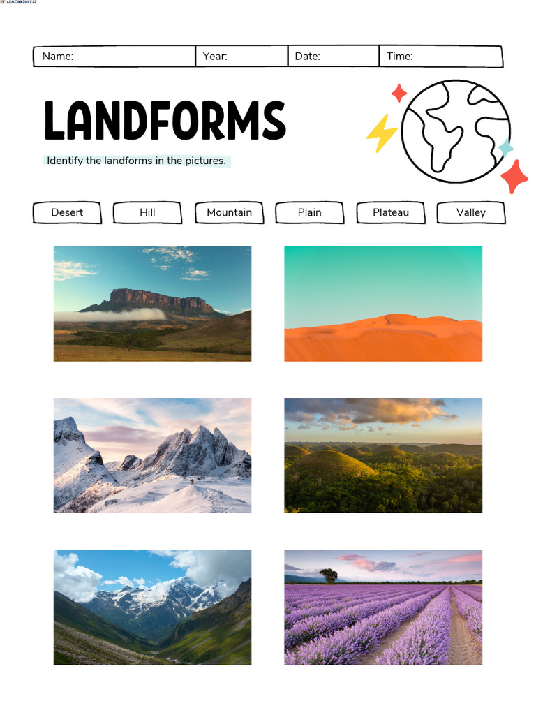 Landforms Worksheet | PDF