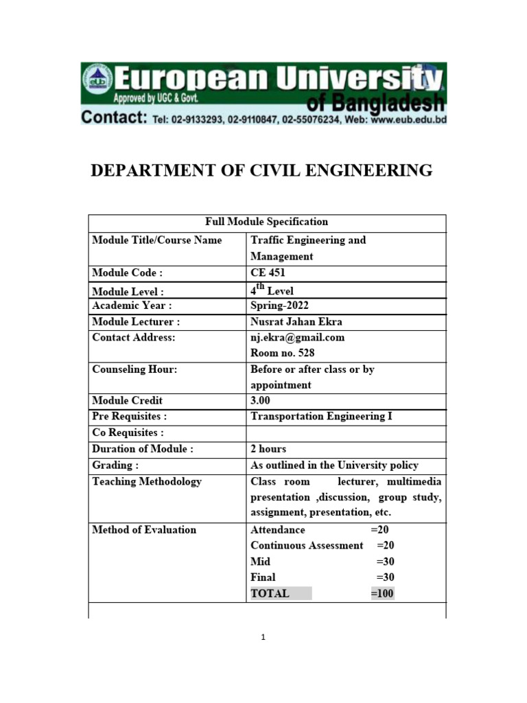 CE451-Mid Module | PDF | Interchange (Road) | Traffic
