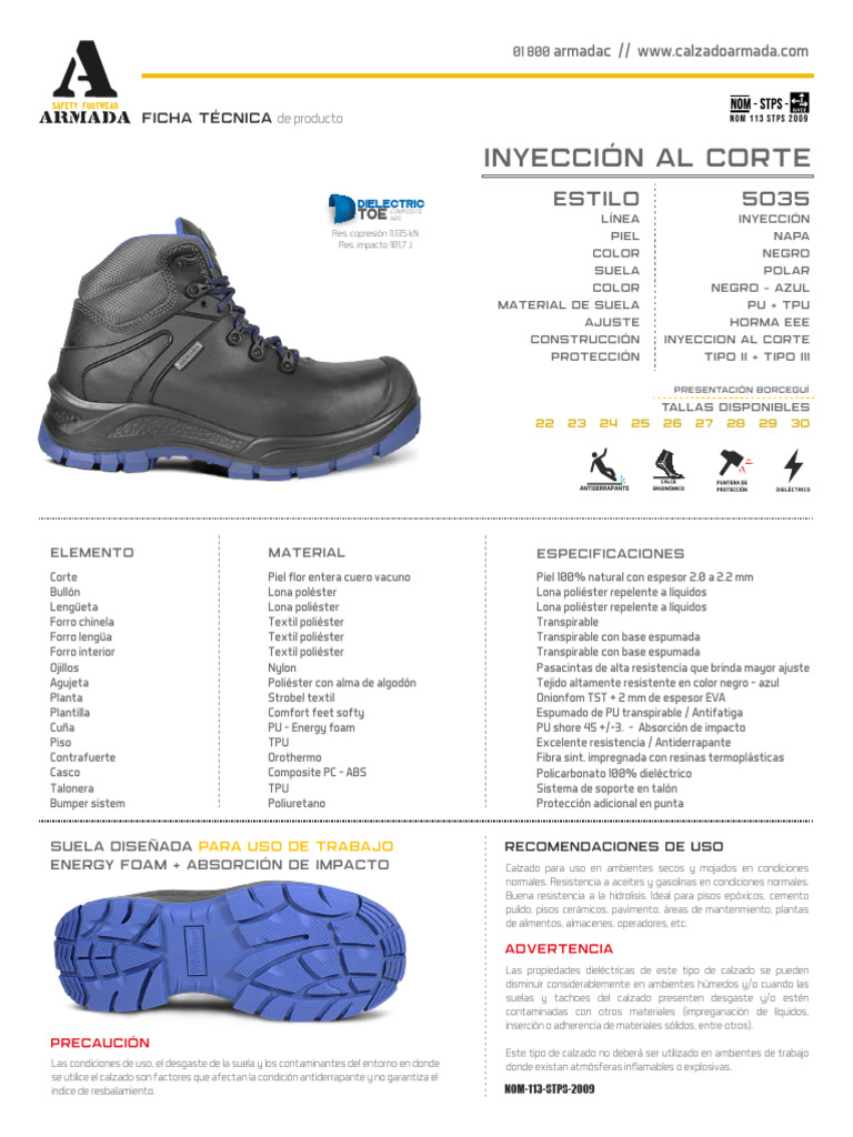 Zapato de Seguridad ARMADA | PDF | Calzado | Materiales