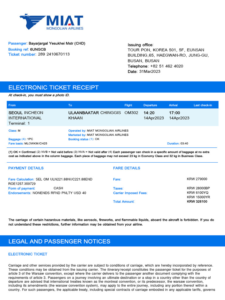 Your Electronic Ticket-EMD Receipt | Download Free PDF | Transport