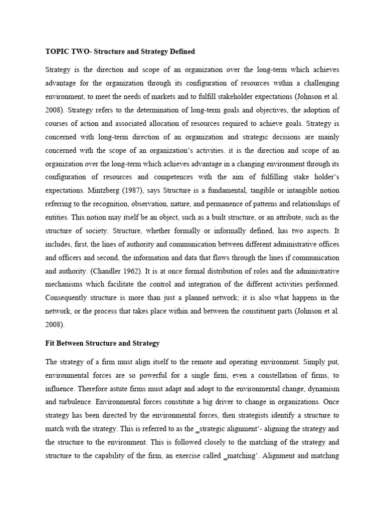 Topic Two - Strategy and Structure Defined | PDF | Strategic Management ...