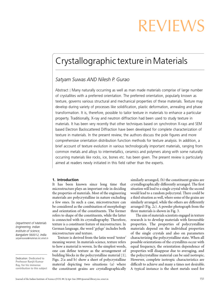 Crystallographic Texture in Materials | PDF | Crystallite | X Ray Crystallography