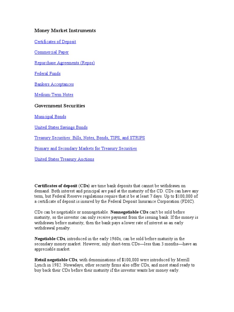 Money Market Insights | PDF
