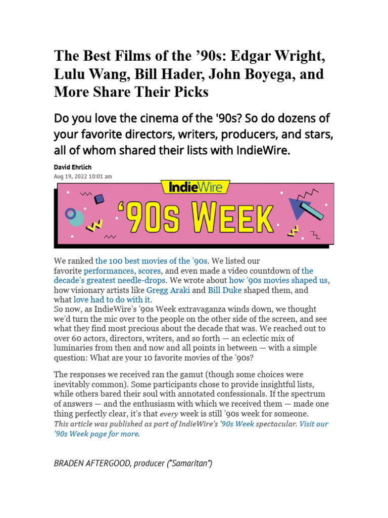 Top 90s Movies: Directors' Picks | PDF | Pulp Fiction