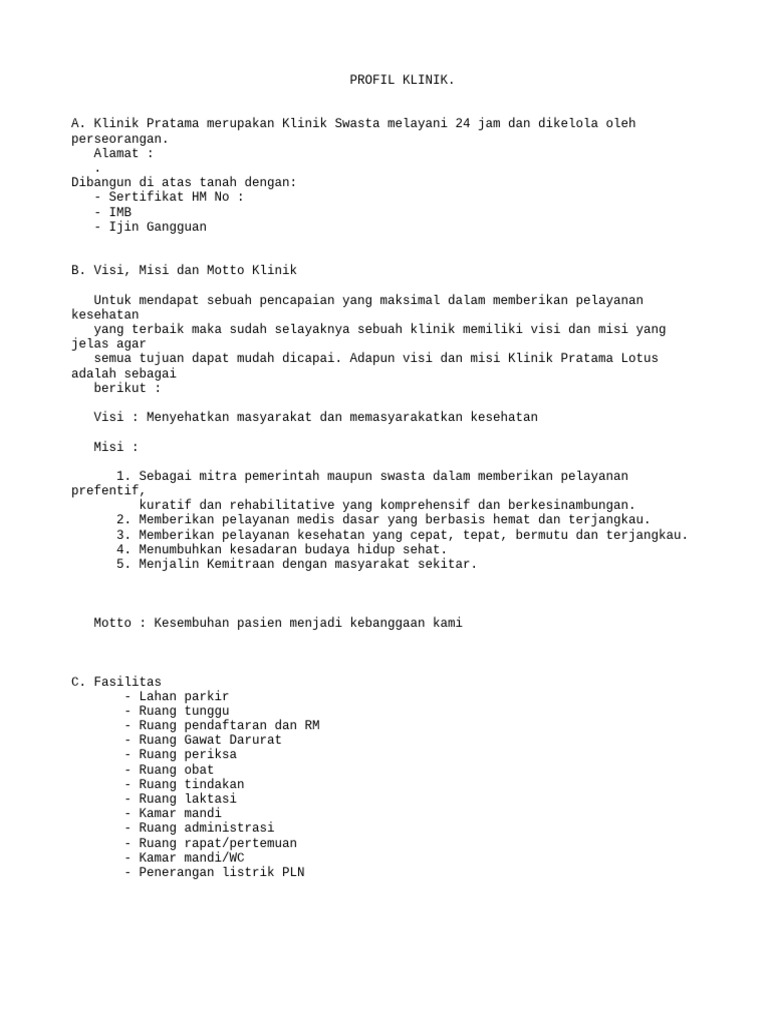 Contoh Profil Klinik Pratama Pdf