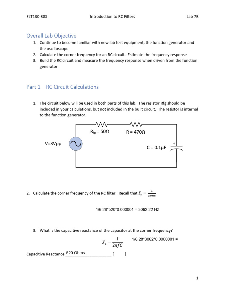 Lab07B RC Frequency Response | PDF | Amplitude | Signal Processing