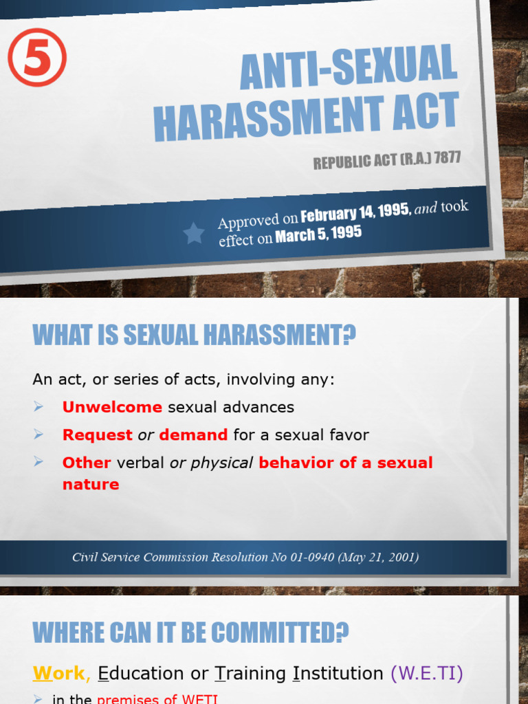 Anti-Sexual Harassment Act Overview | PDF | Sexual Harassment ...