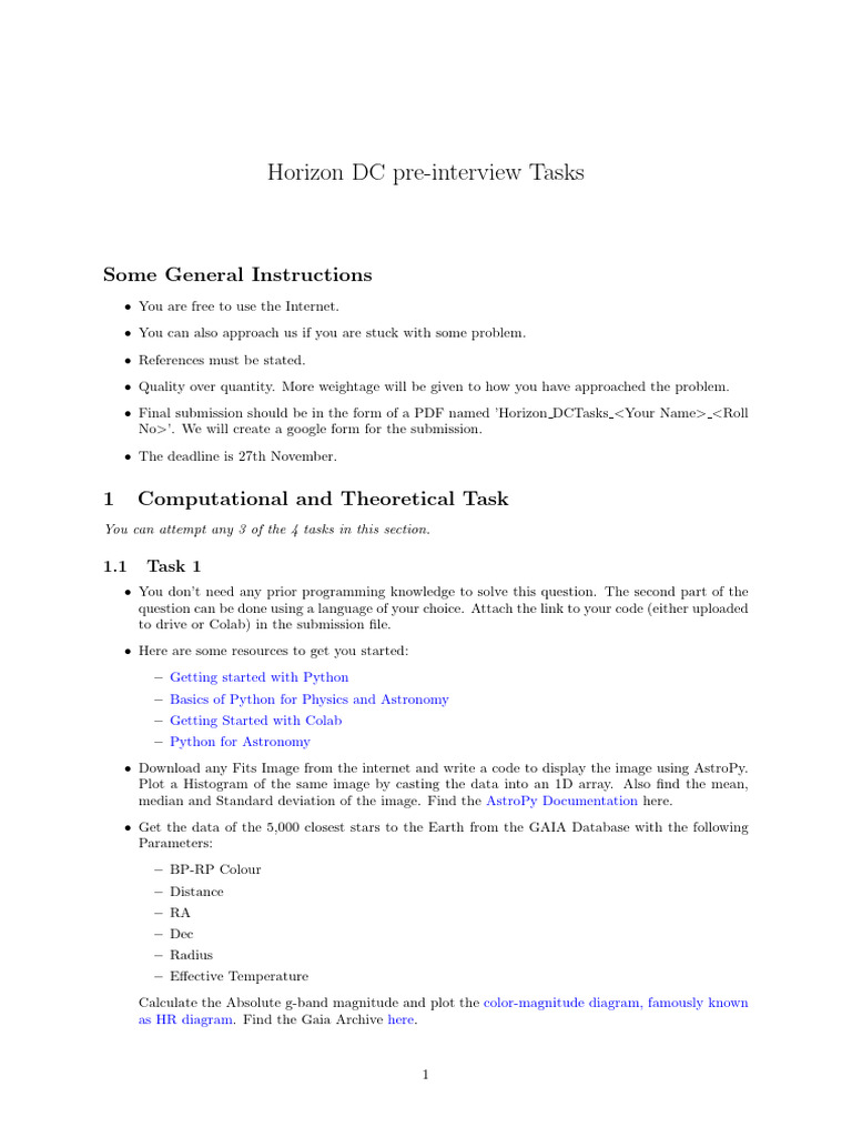 Horizon Pre Interview Tasks | PDF | Apparent Magnitude | Supernova