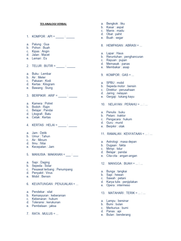 3 Tes Analogi Verbal | PDF