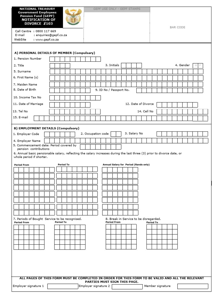 Z103 Notification of Divorce | PDF | Pension | Government