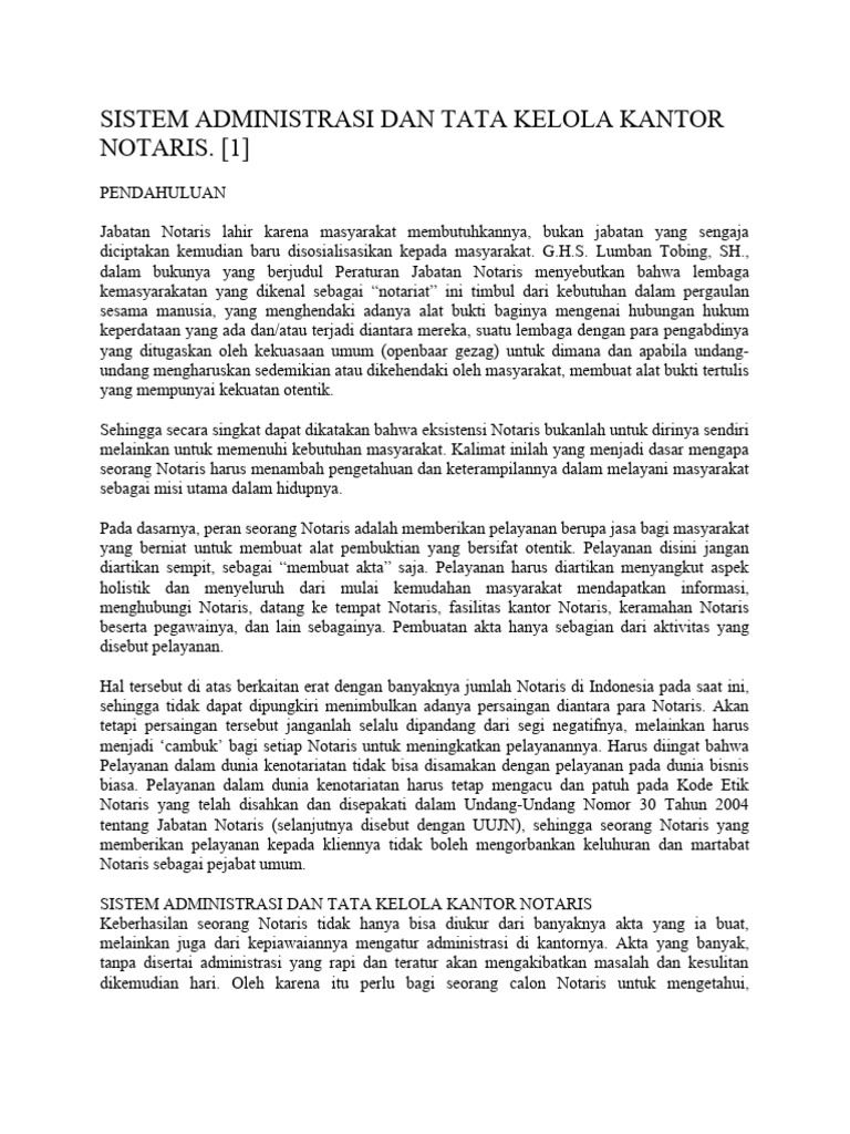 Sistem Administrasi Dan Tata Kelola Kantor Notaris | PDF