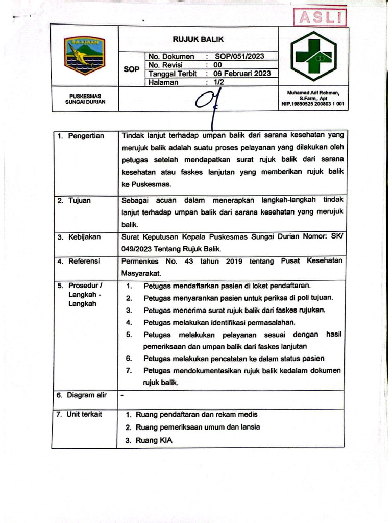 Sop Rujuk Balik | PDF