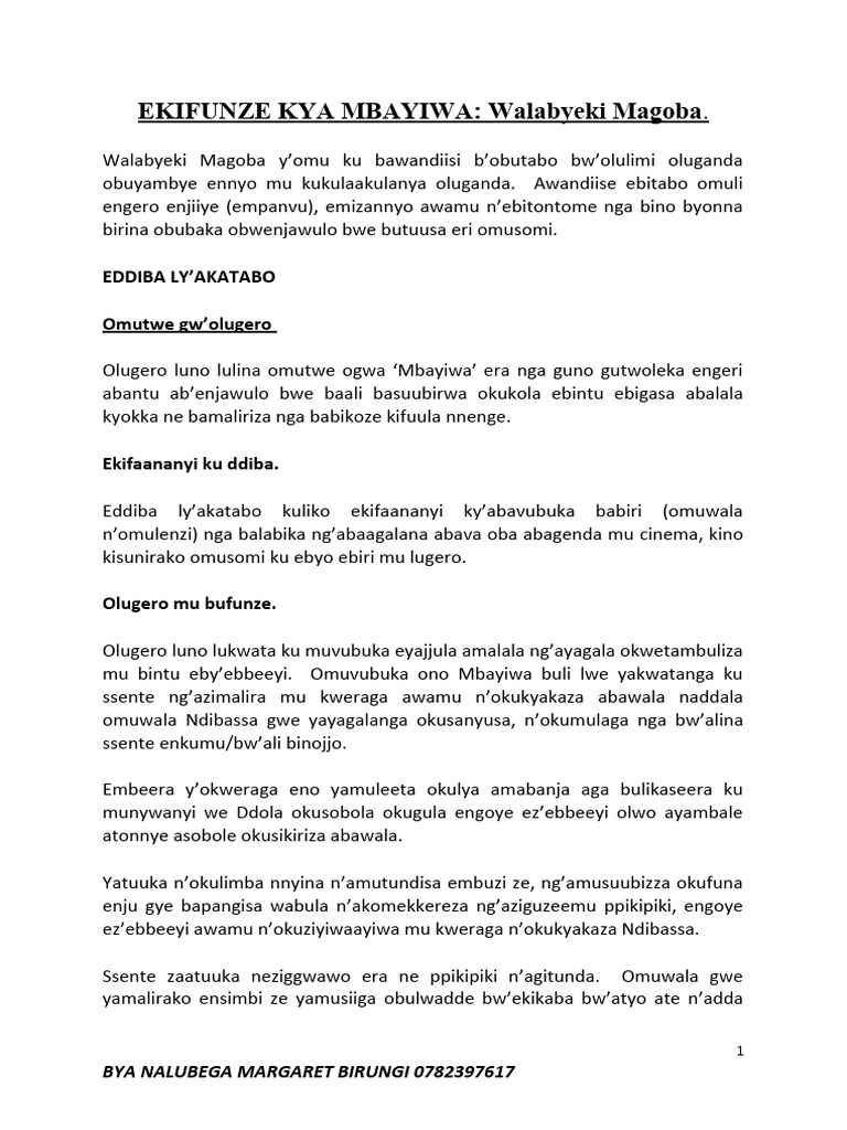 S.3 Luganda Paper 2. MBAYIWA HANDOUT | PDF