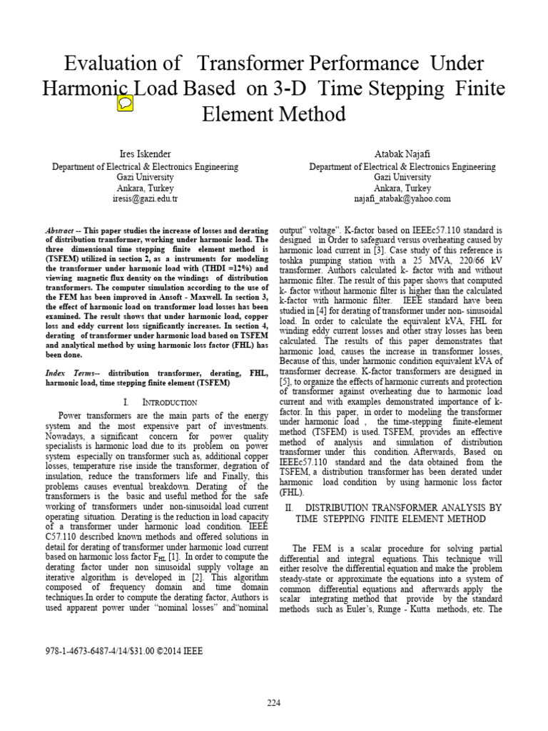 Transformer Harmonic Load Analysis | PDF | Transformer | Finite Element Method