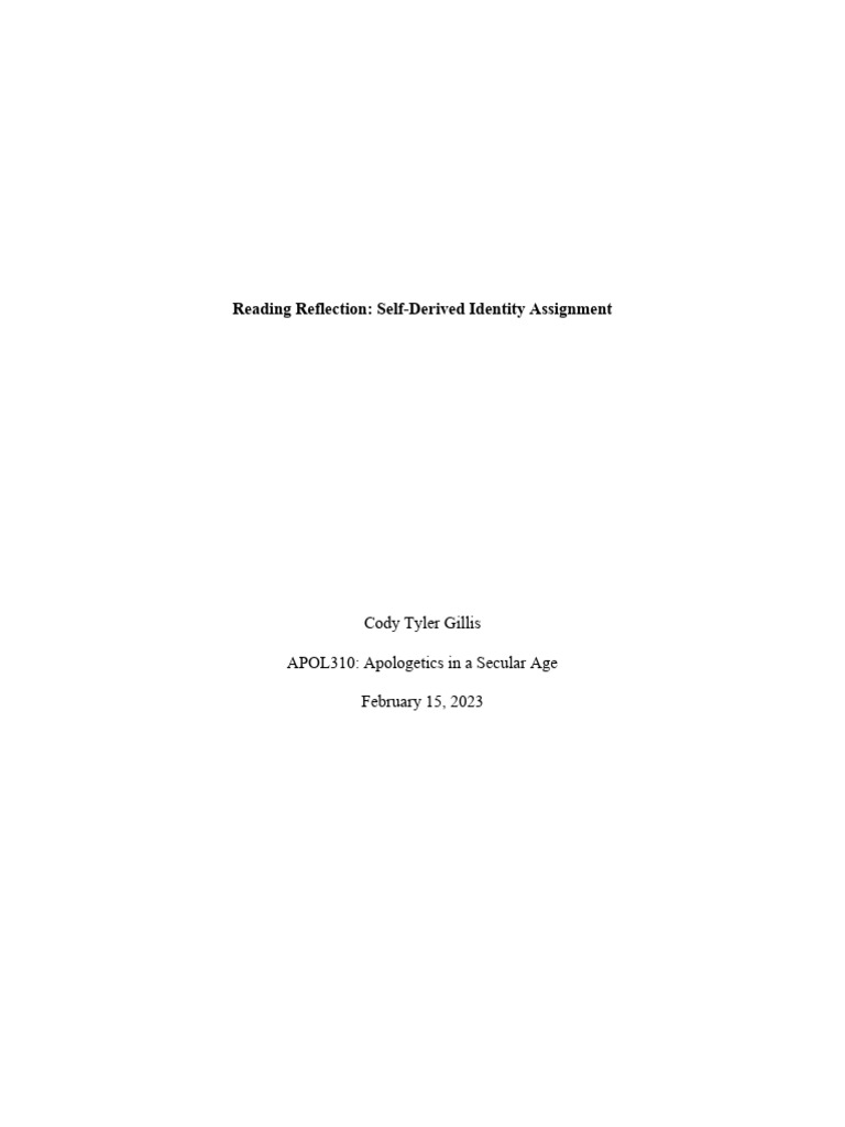 Reading Reflection Self Derived Identity Assignment | PDF | Philosophy ...